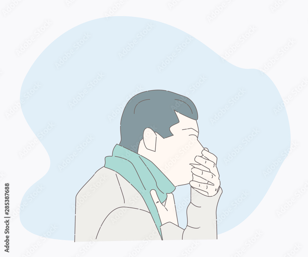 symptoms of a cold patient. hand drawn style vector design ...