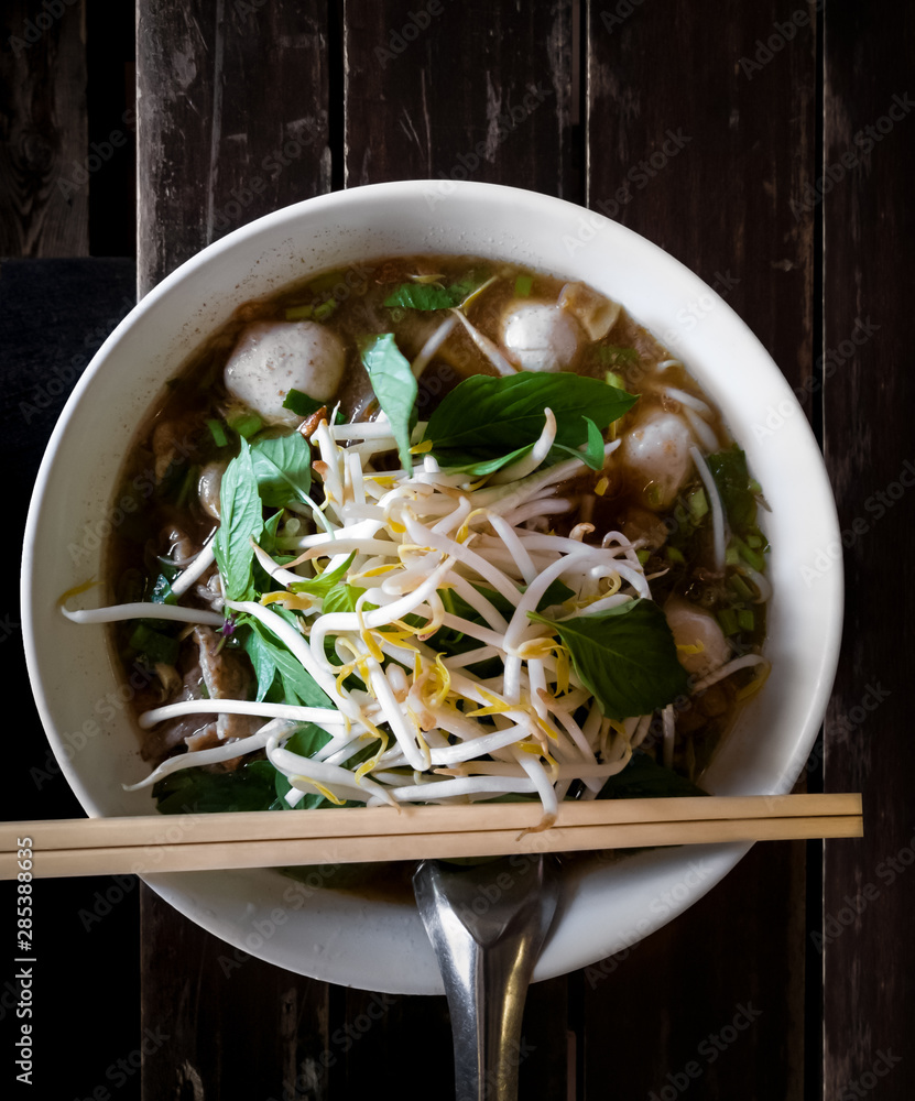 Ayutthaya Boat Noodle :Pork noodles mixed with pig's blood dissolve in ...