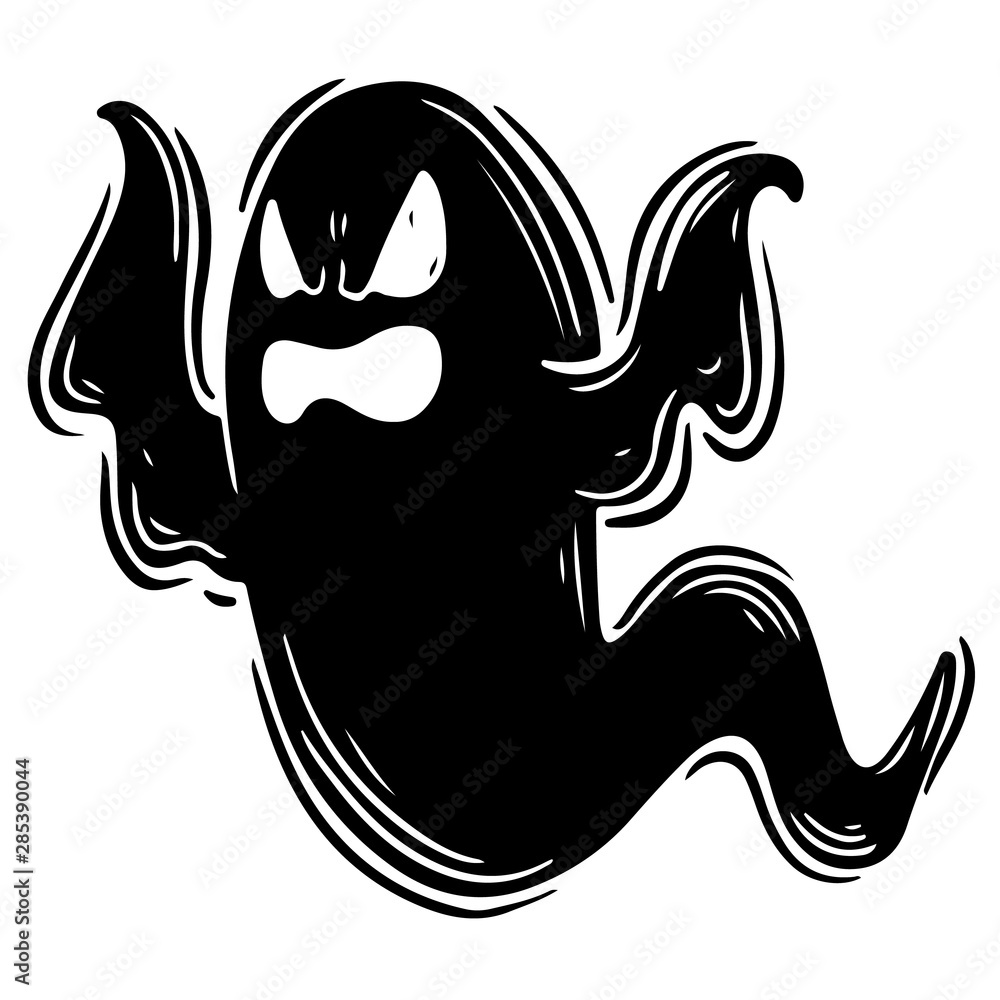 Creepy ghost hand drawn black silhouette illustration Stock Vector ...