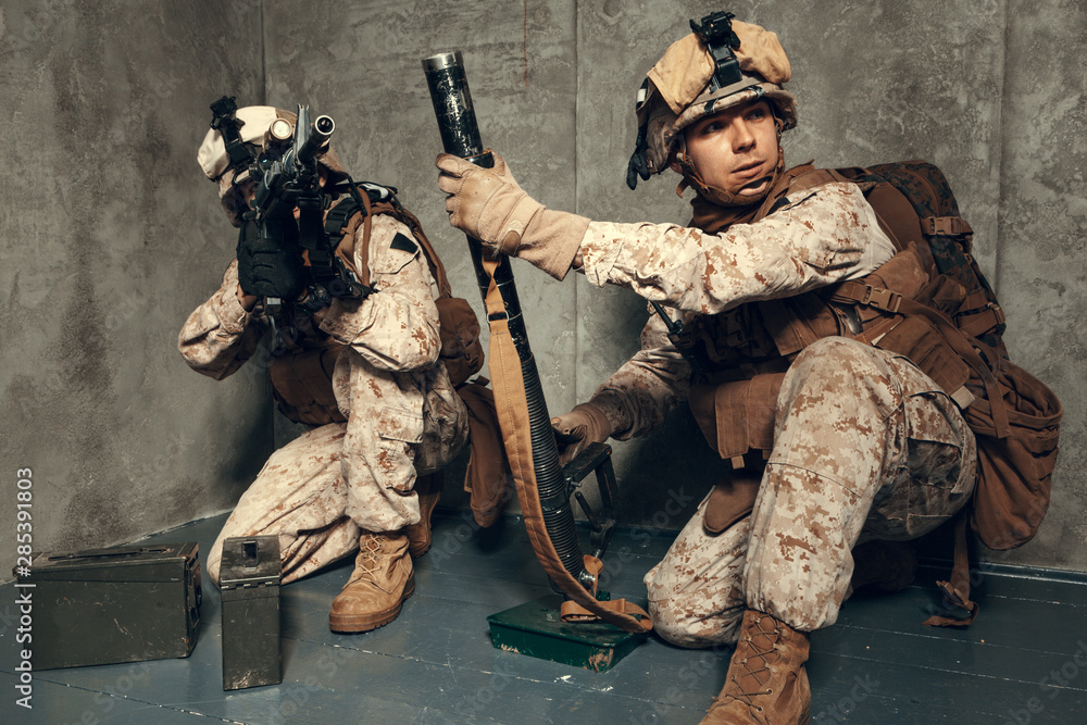 US special operations forces fighters armed with assault rifle, in ...