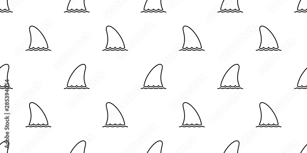 shark fin seamless pattern vector dolphin fish whale scarf isolated ...