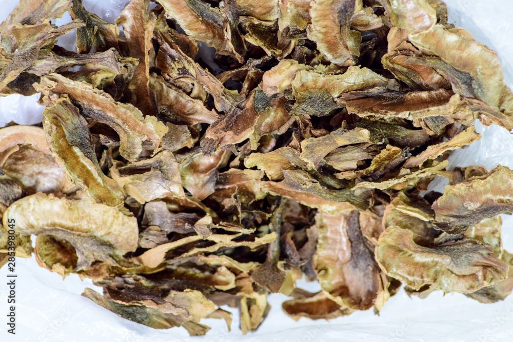 Walnut partitions. Part of the nut, fetal septum. Stock Photo | Adobe Stock