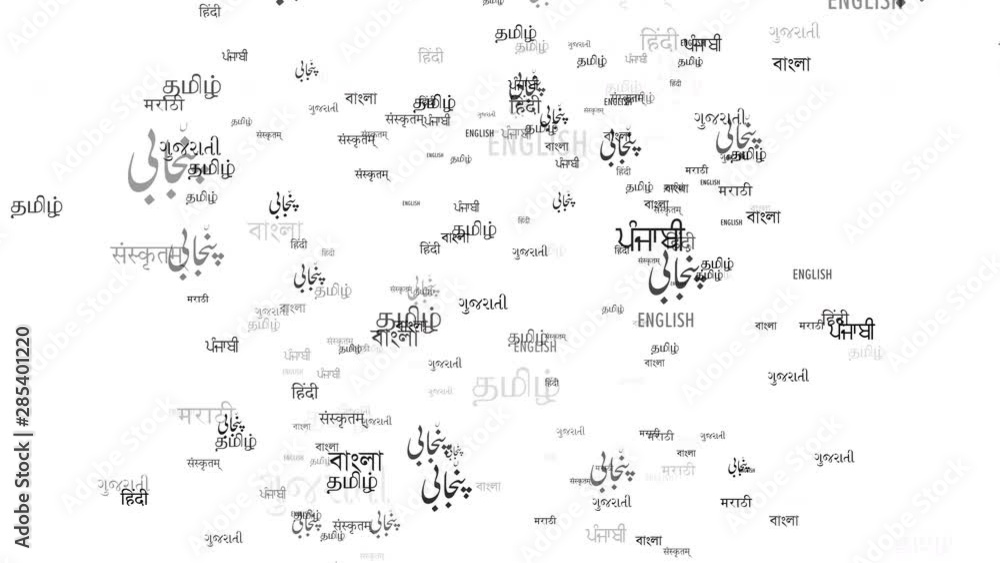 Graphics showing Multiple Languages on white background Spoken in India ...