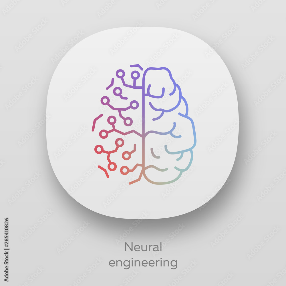 Neural engineering app icon. Neuroengineering. Neural tissue and ...