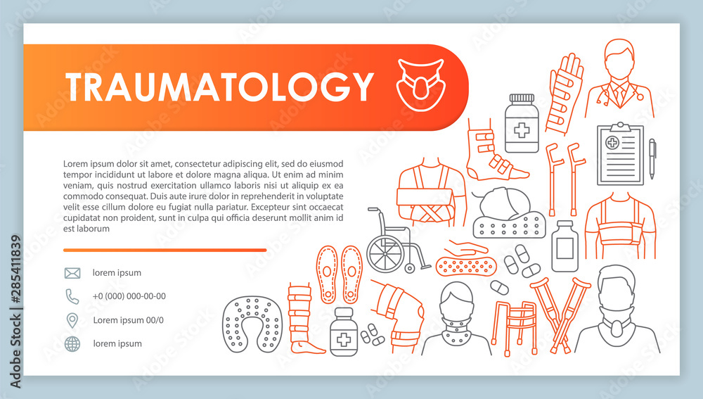 Traumatology web banner, business card vector template. Rheumatology ...