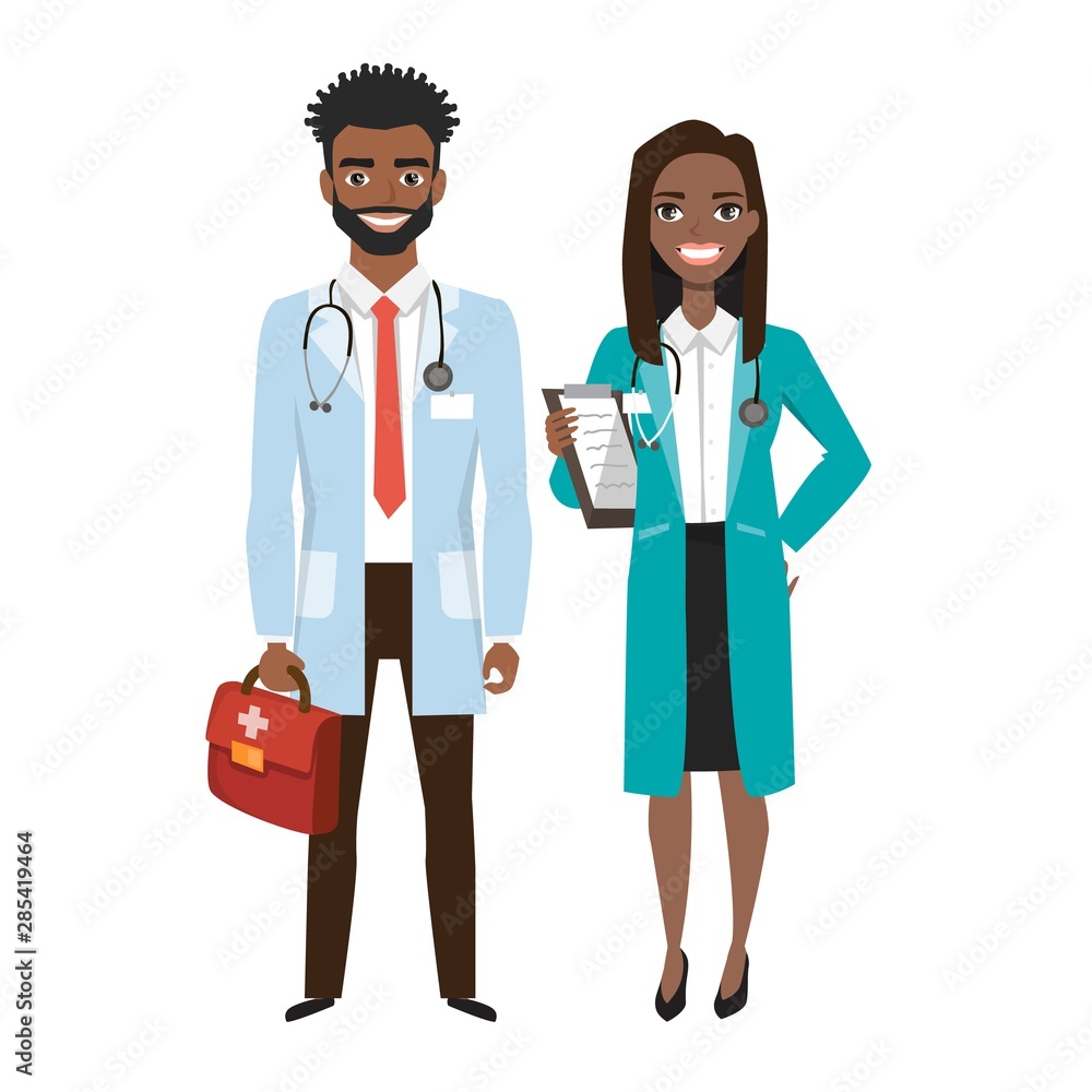 Doctors group. Friendly black african american Male and Female Doctors ...