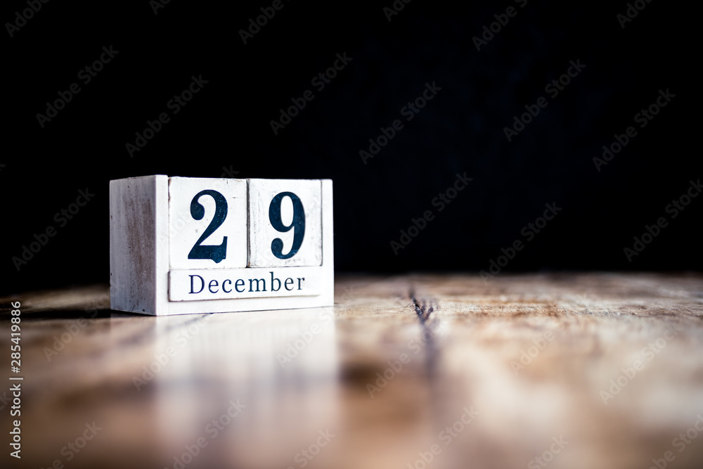 December 29th, 29 December, Twenty Nineth of December - White block ...