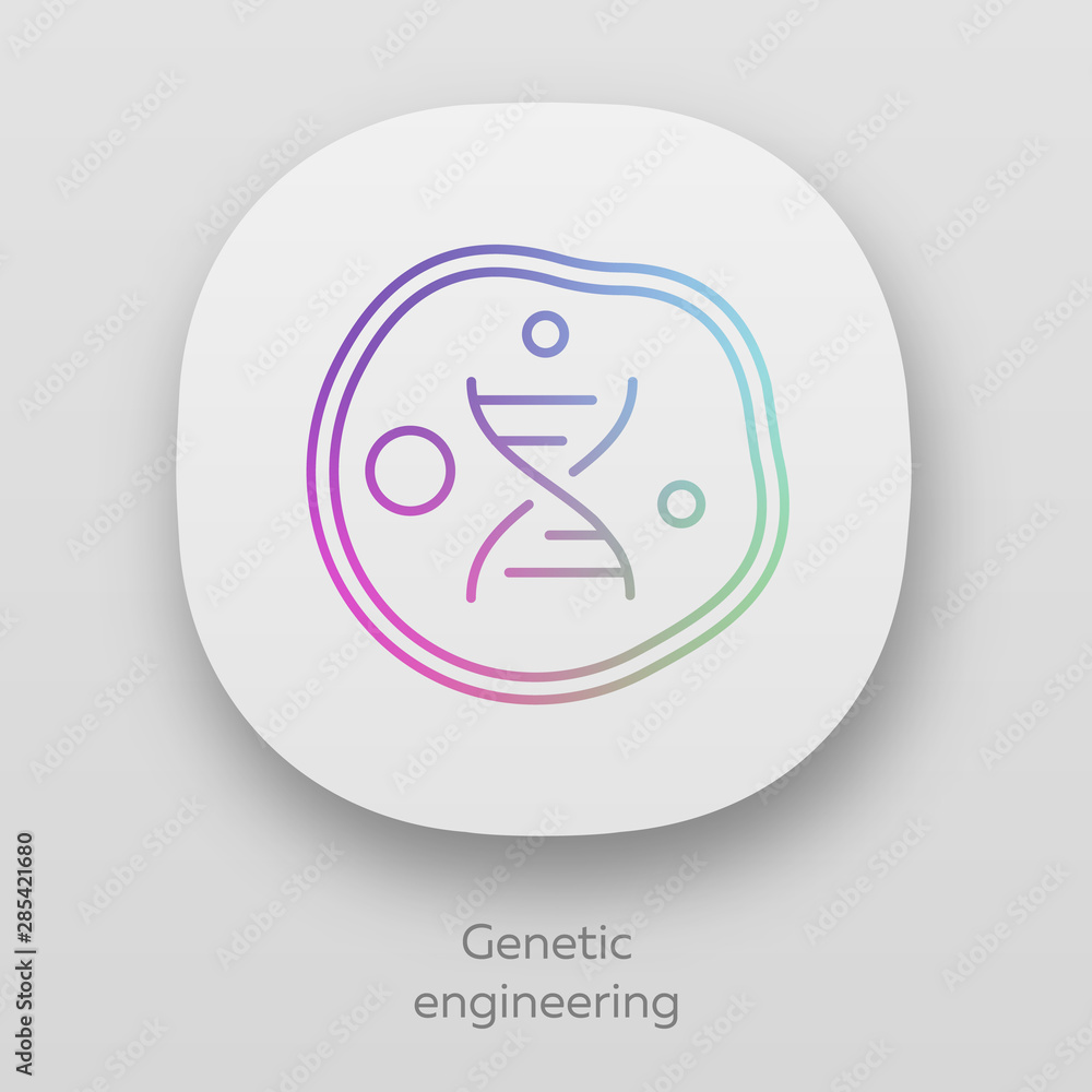 Genetic engineering app icon. Genes manipulation using biotechnology ...