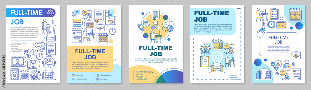 Full-time job brochure template layout. Employment, recruitment ...
