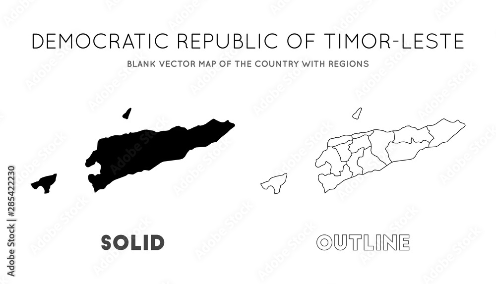 Timor-Leste map. Blank vector map of the Country with regions. Borders ...
