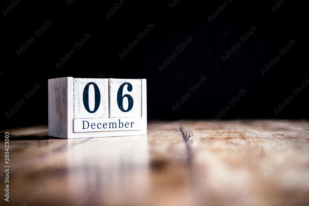 December 6th, 6 December, Sixth of December - White block calendar on ...