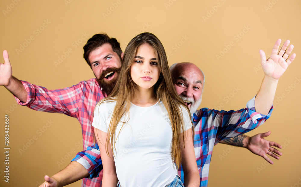 Internal demons. conscience and repentance. two bearded men scare and ...