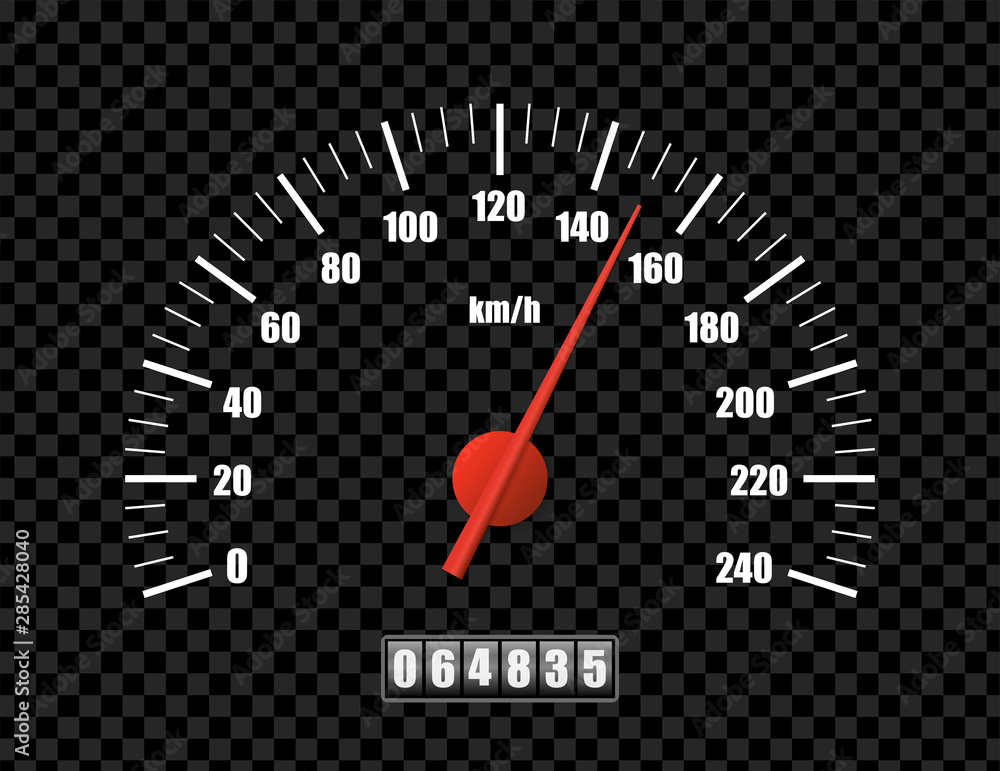 Realistic speedometer isolated on transparent background. Sport car ...