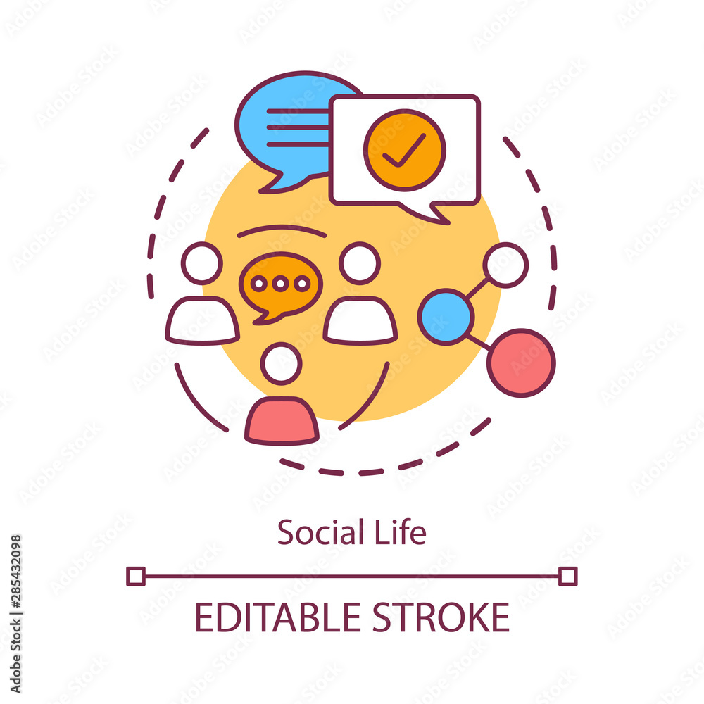 Social life concept icon. Interpersonal relationships, socializing ...