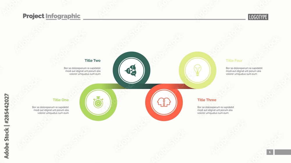 Four circles process chart slide template. Business data. Option ... Four circles process chart slide template. Business data. Option ...