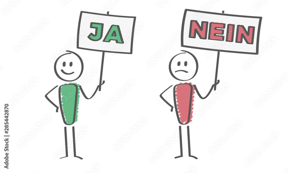 Stick Figure - Personen mit Schild Ja und Nein vector de Stock | Adobe ...