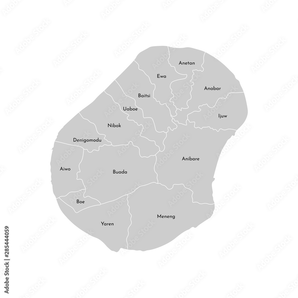 Vector Isolated Illustration Of Simplified Administrative Map Of Nauru Borders And Names Of The