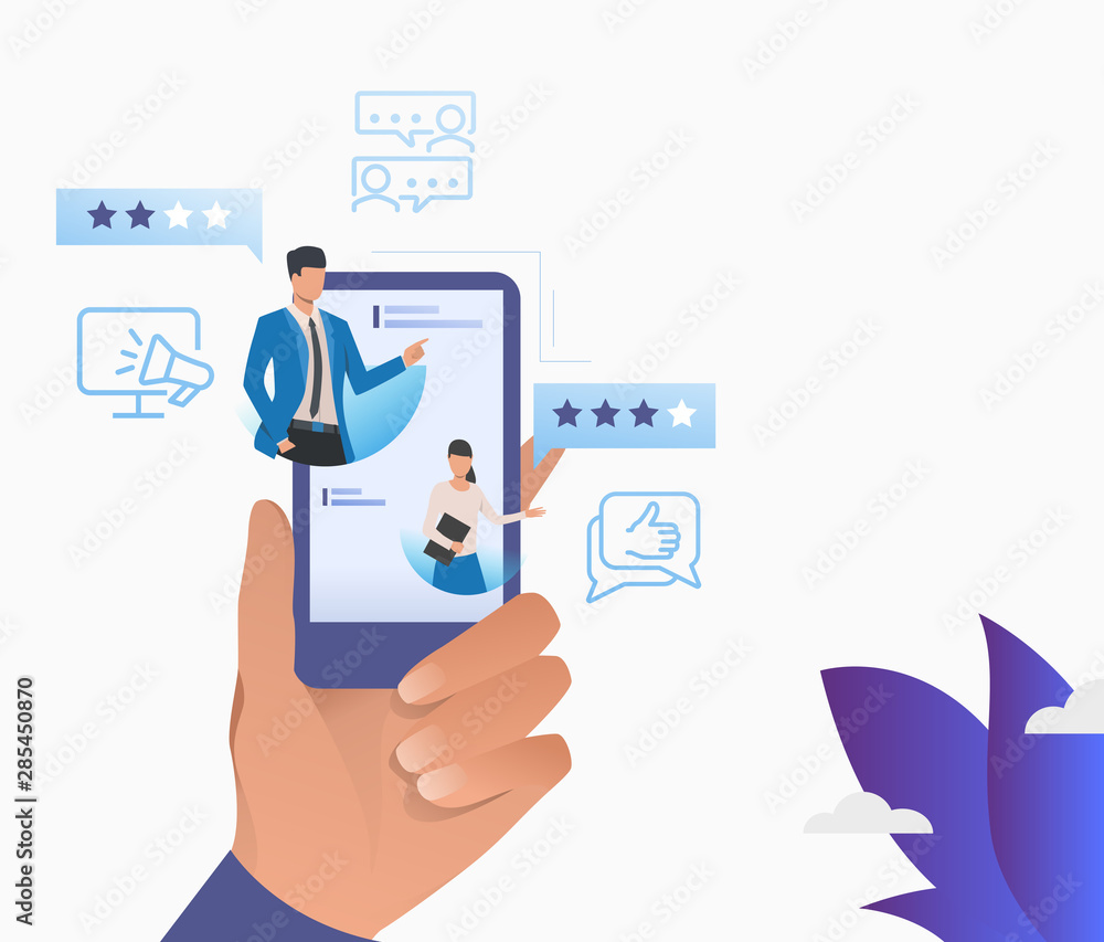 Human hand holding mobile phone with messages on screen vector ...