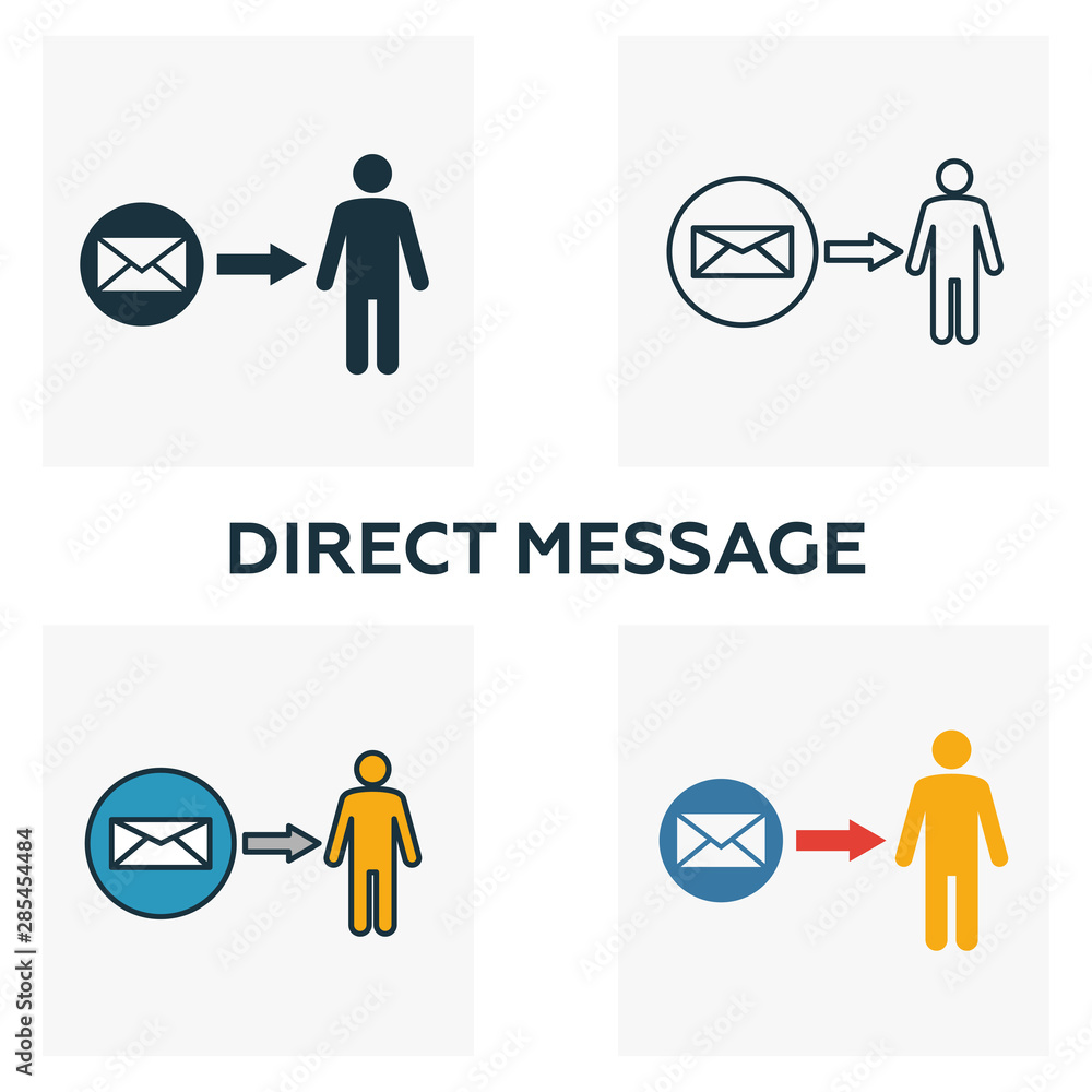 Direct Message icon set. Four elements in diferent styles from ...