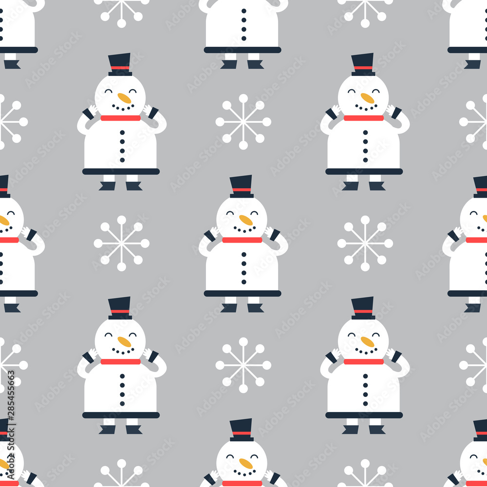 Snowmen seamless background. Stock Vector | Adobe Stock
