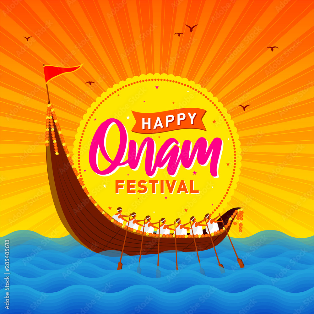 Festival of South India, Happy Onam Banner, Logo design, Sticker ...