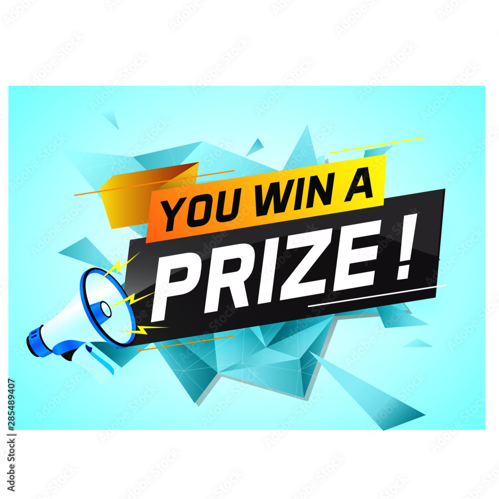you win prize word concept vector illustration with megaphone and 3d ...