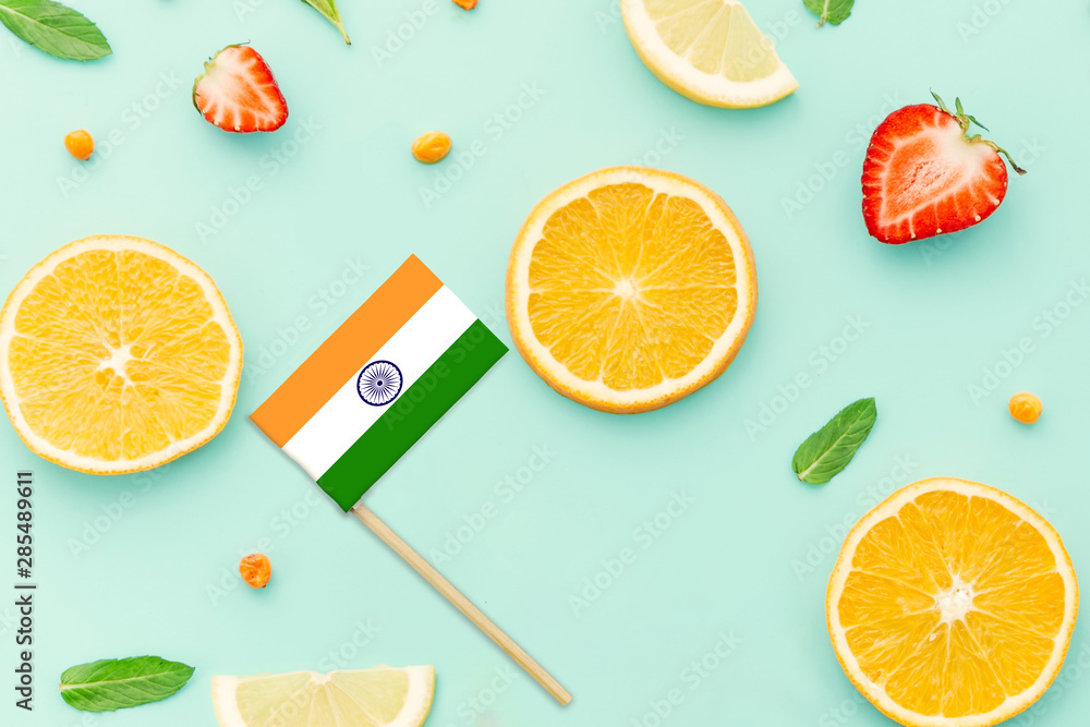 India Paper Stick Flag. National summer fruits concept, local food ...