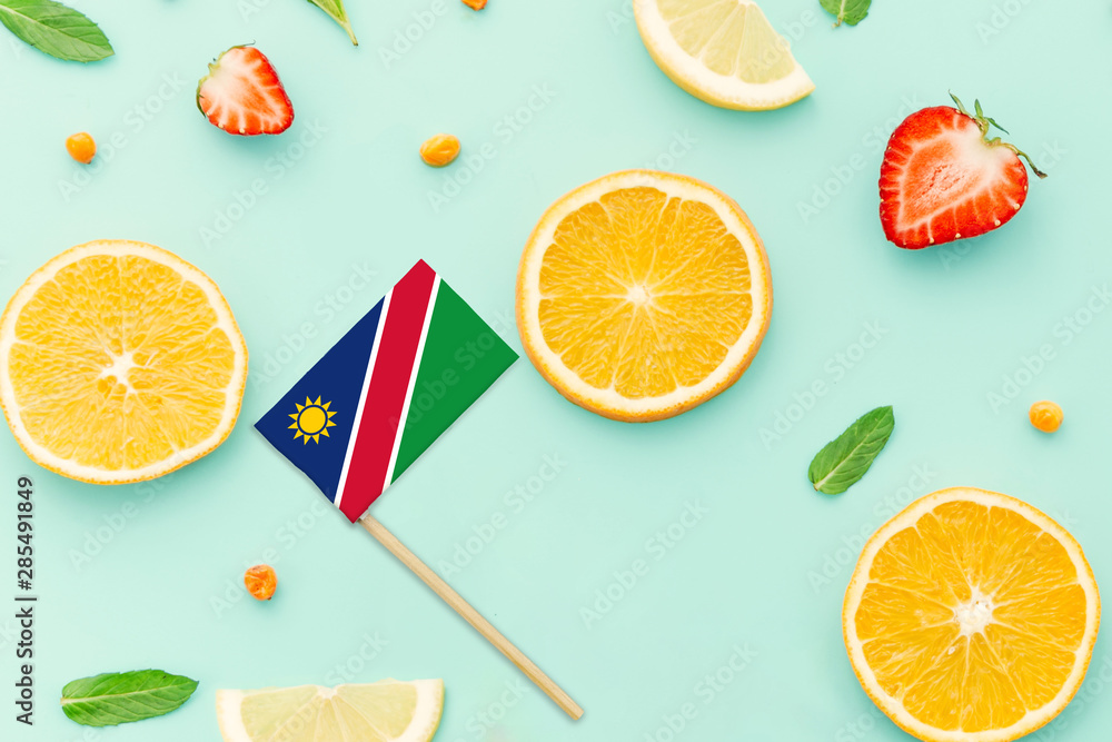 Namibia Paper Stick Flag. National summer fruits concept, local food ...