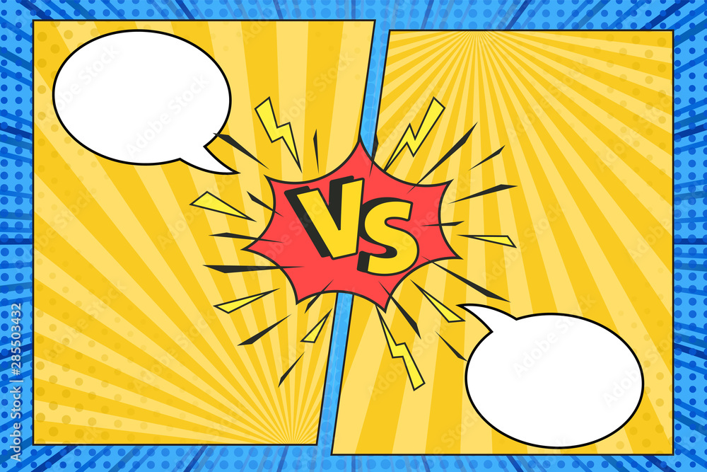 Versus comic frame. Vs comics book clash frames with cartoon text ...