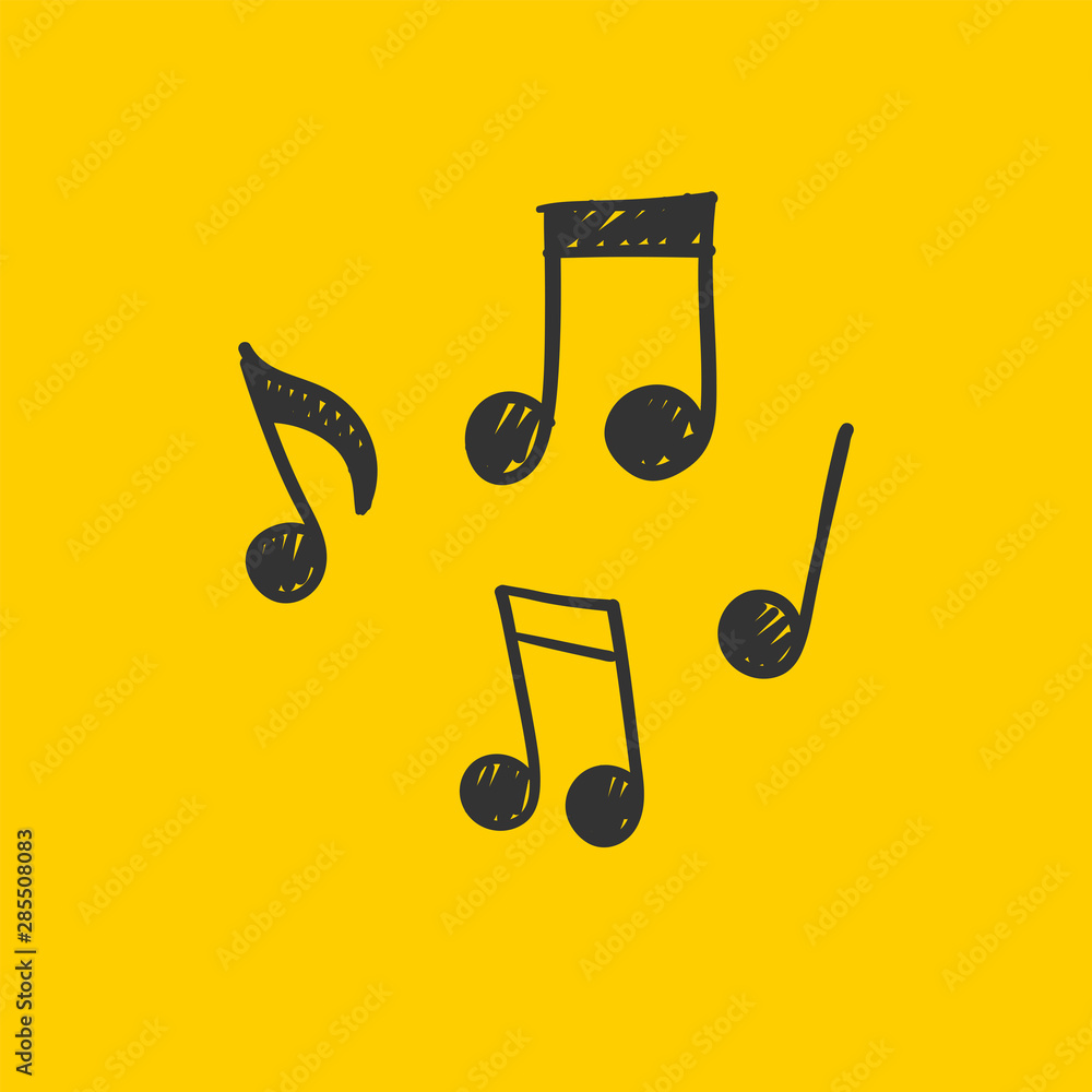 Music note doodles. Set of musical melody symbols. Hand drawn ...