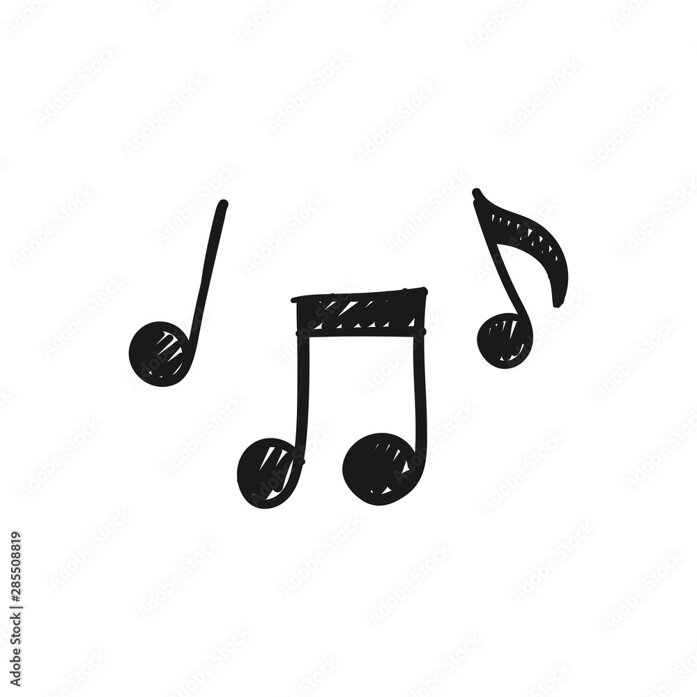 Music note doodles. Set of musical melody symbols. Hand drawn ...