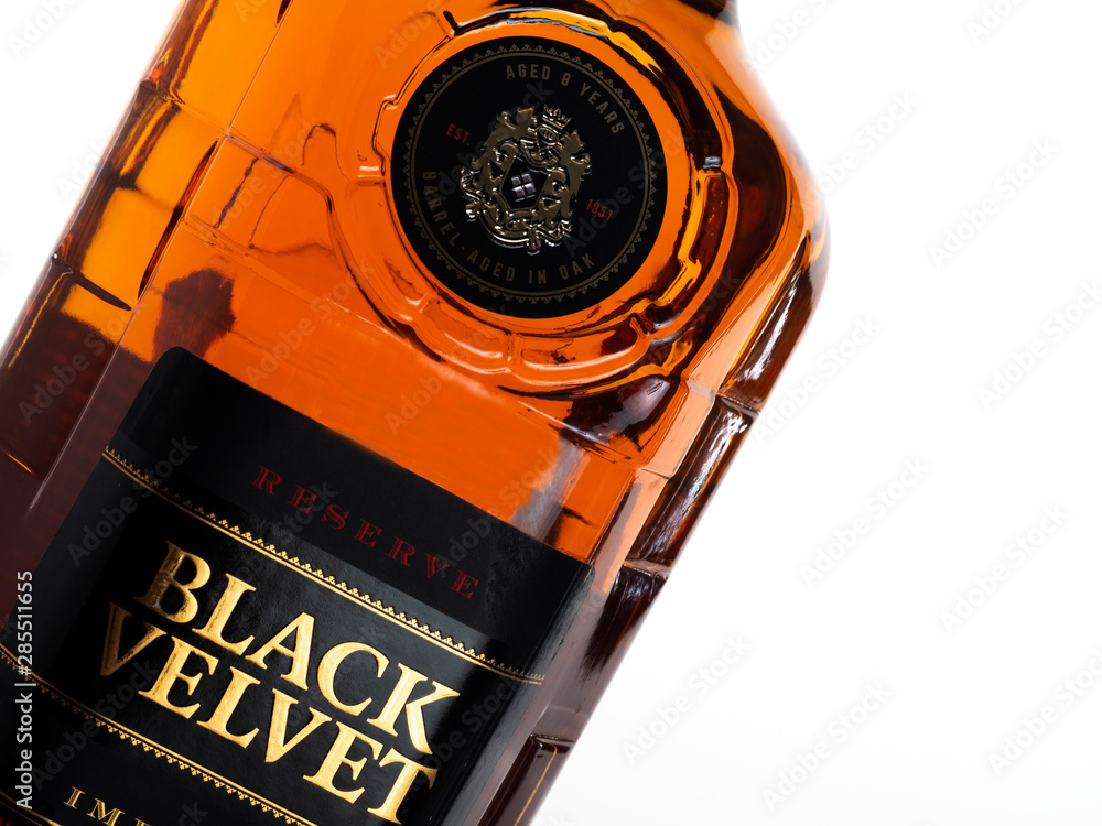 Black Velvet blended canadian whisky 1 l bottle isolated on white ...