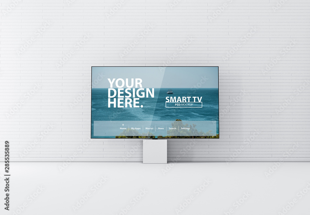 Smart TV Mockup in White Room Stock Template | Adobe Stock