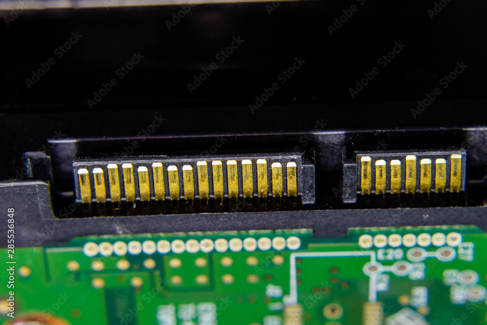sata hard drive connector Electronic board with electrical components ...