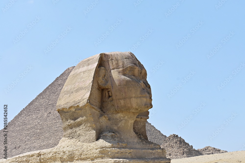The head of the Great Sphinx of Giza, Cairo, Egypt. The Great Sphinx of ...
