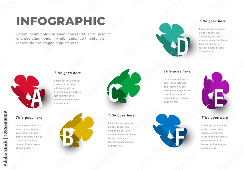 Flower Info Chart Layout with Six Options Stock Template | Adobe Stock