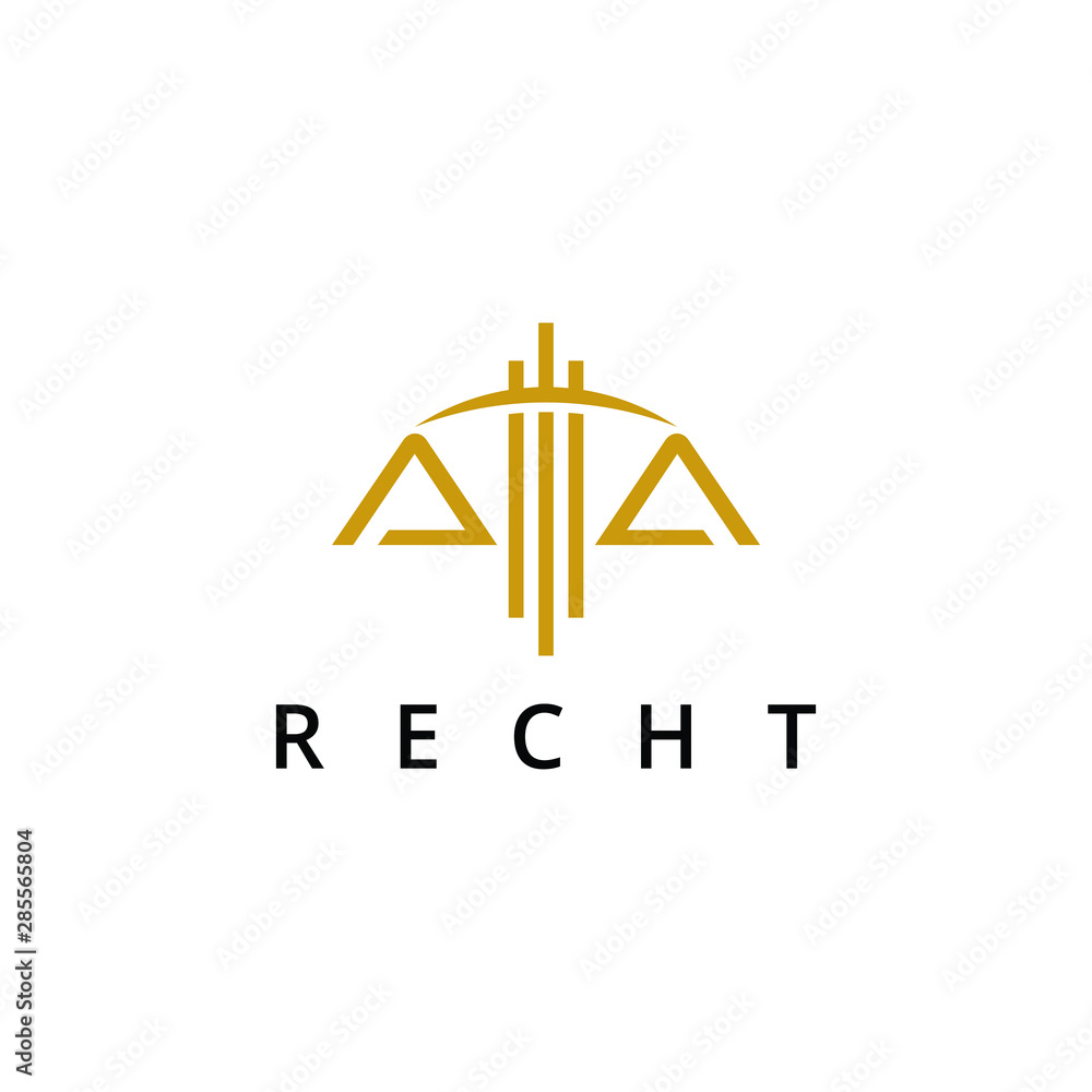 law logo in simple line gold color balance icon company abstract design ...