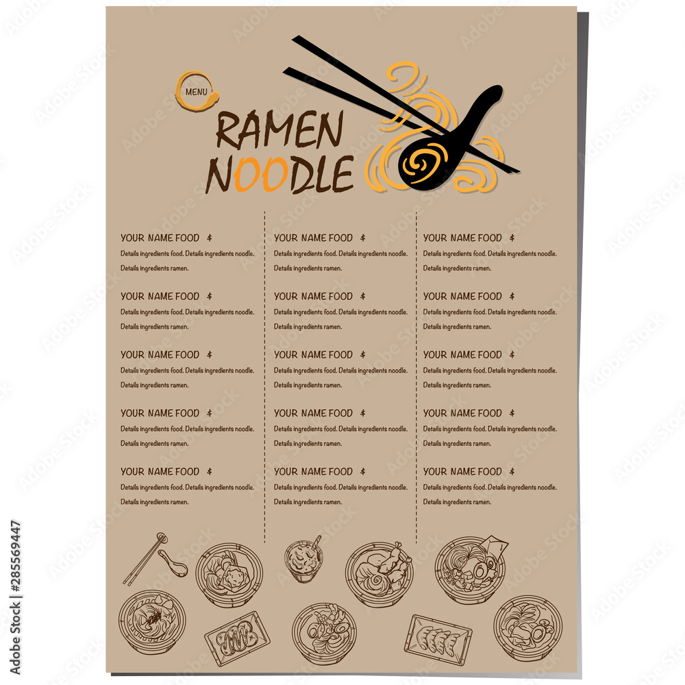 menu ramen noodle japanese food template design Stock Vector | Adobe Stock