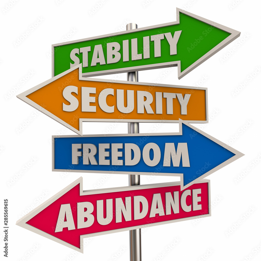 Financial Stability Security Freedom Abundance Levels Stages Signs 3d ...