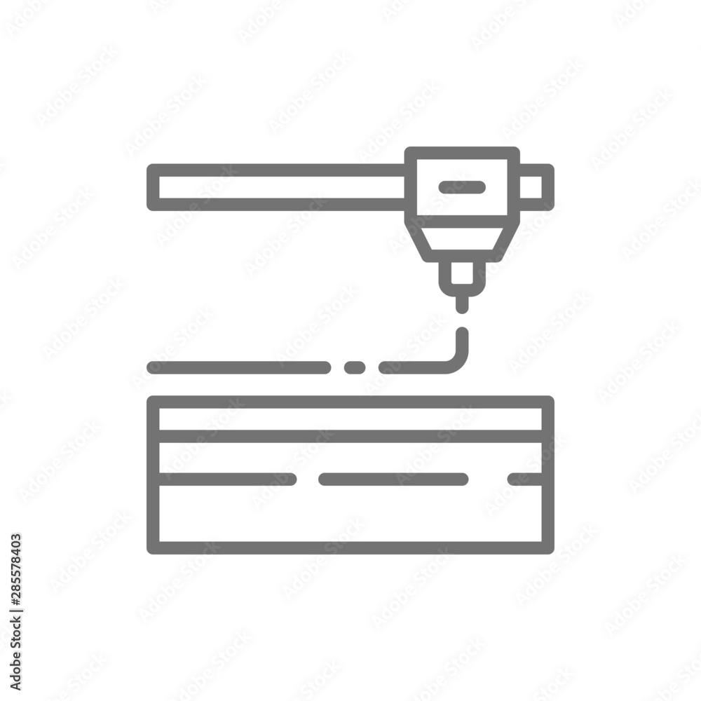 3d printing, laser metal cutting, industrial laser line icon. Stock ...