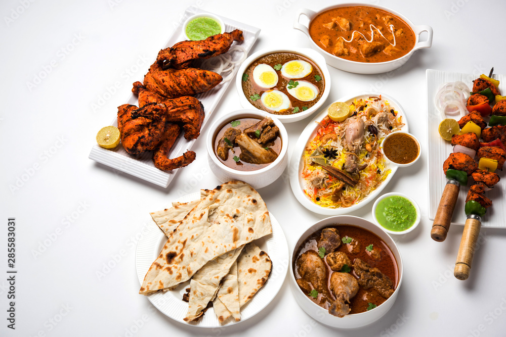 Assorted Indian Non Vegetarian food recipe served in a group. Includes ...