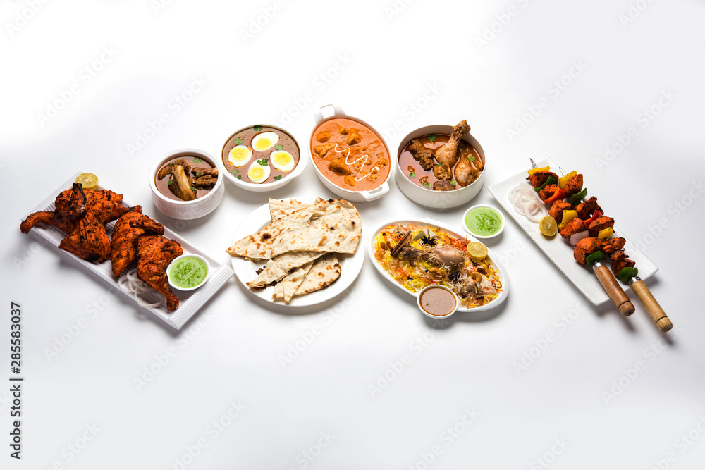 Assorted Indian Non Vegetarian food recipe served in a group. Includes ...