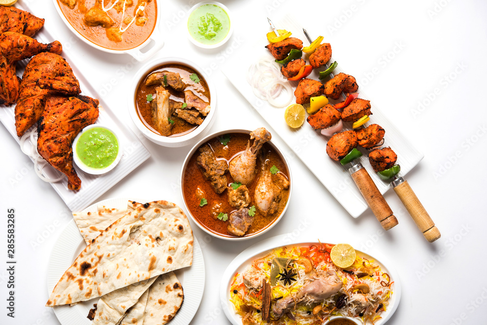 Assorted Indian Non Vegetarian food recipe served in a group. Includes ...
