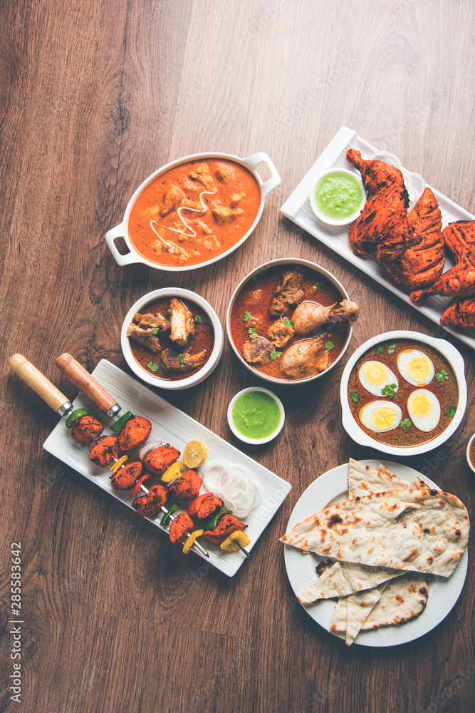 Assorted Indian Non Vegetarian food recipe served in a group. Includes ...
