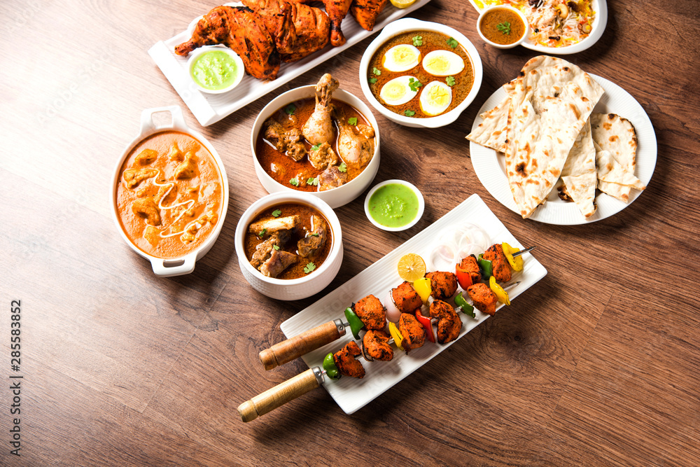 Assorted Indian Non Vegetarian food recipe served in a group. Includes ...