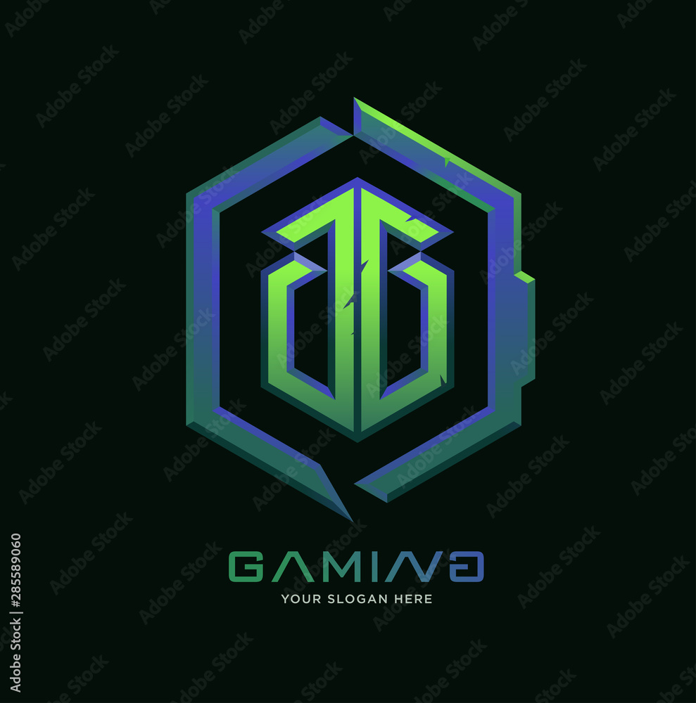 GG letter monogram, 3d gaming Esports logo illustration Stock Vector ...