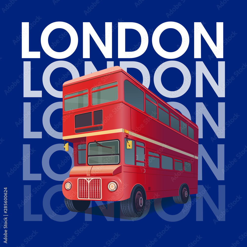 A red London bus. Cartoon vector illustration. Stock Vector | Adobe Stock