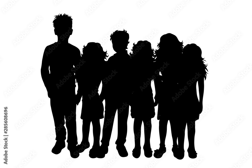Vecteur Stock Vector silhouette of children´s friends on white ...