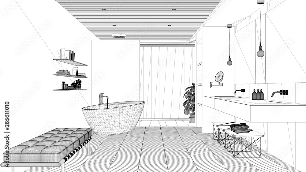 Modern Bathtub Drawing