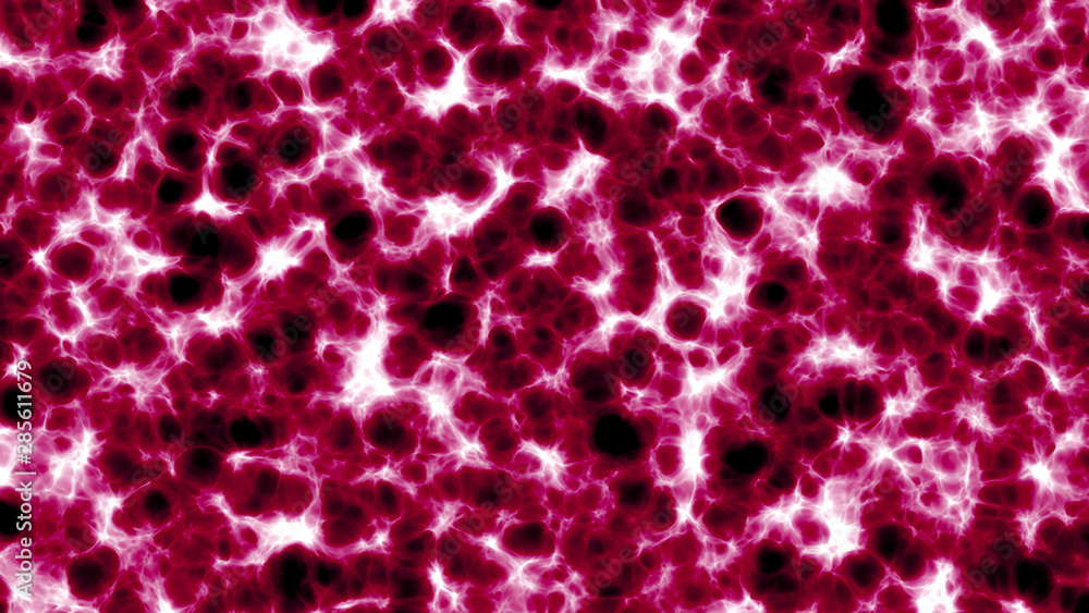Red violet virus cells, blood cells under microscope, cancer cells in ...